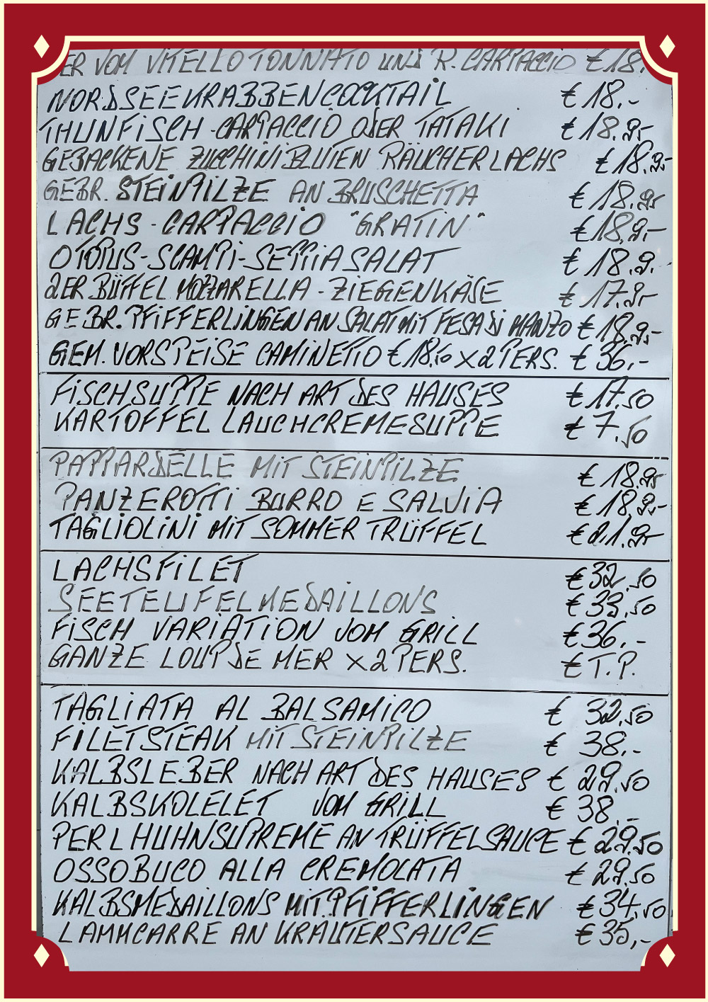 Speisekarte - Restaurant - Il Caminetto